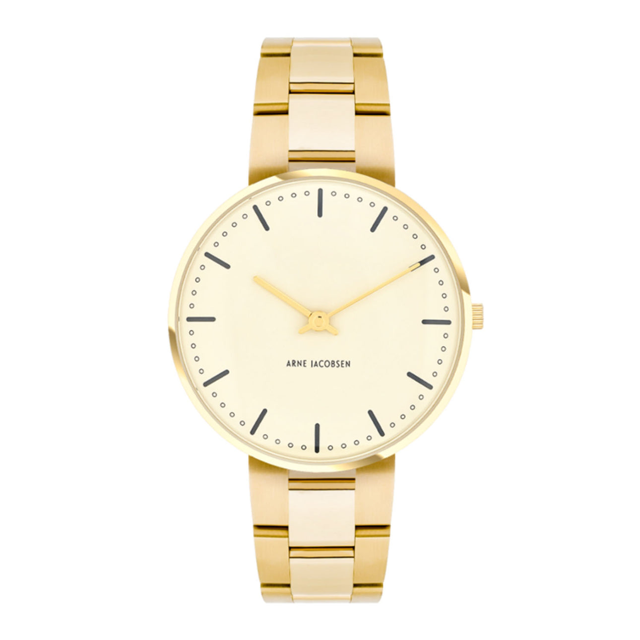 Arne Jacobsen - City Hall Ivory Bloom armbåndsur, Ø 34 mm - Guld PVD m
